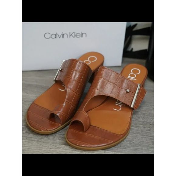 Calvin Klein | Shoes | Calvin Klein Womens Brown Crocodile Print Daria ...
